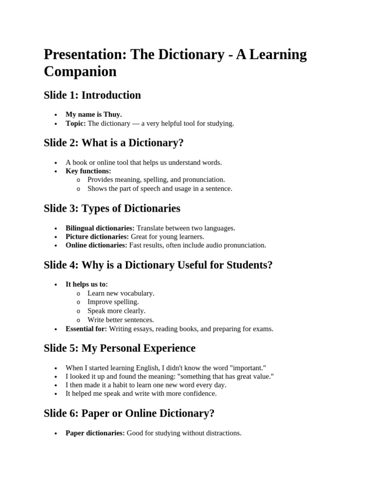 The Dictionary: A Learning Companion | PDF