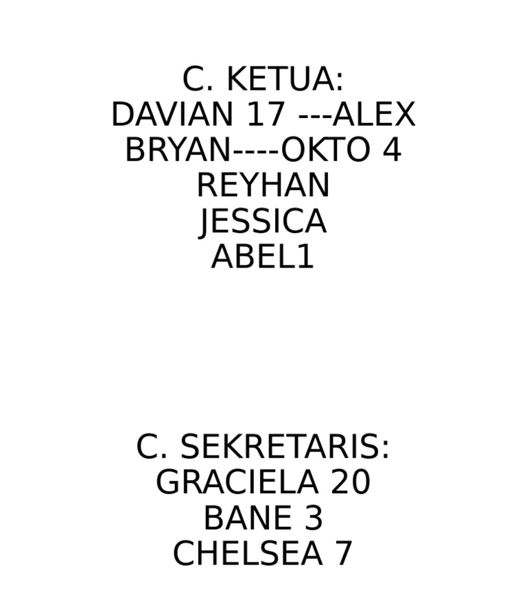 C. Ketua: Davian 17 - Alex BRYAN - OKTO 4 Reyhan Jessica Abel1 | PDF
