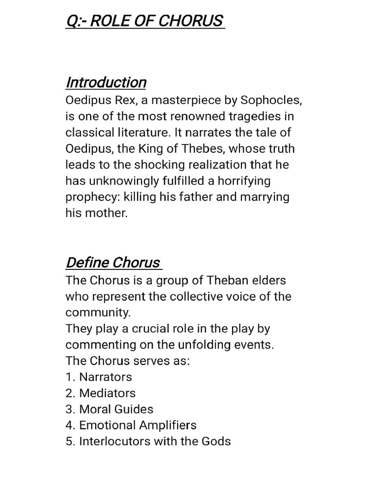 Oedipus Rex Role of Chorus | PDF