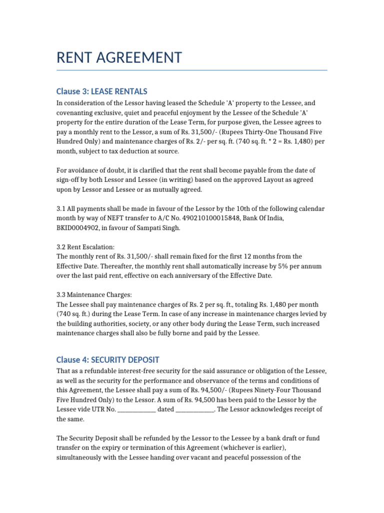Updated Lease Agreement Final | PDF | Lease | Renting
