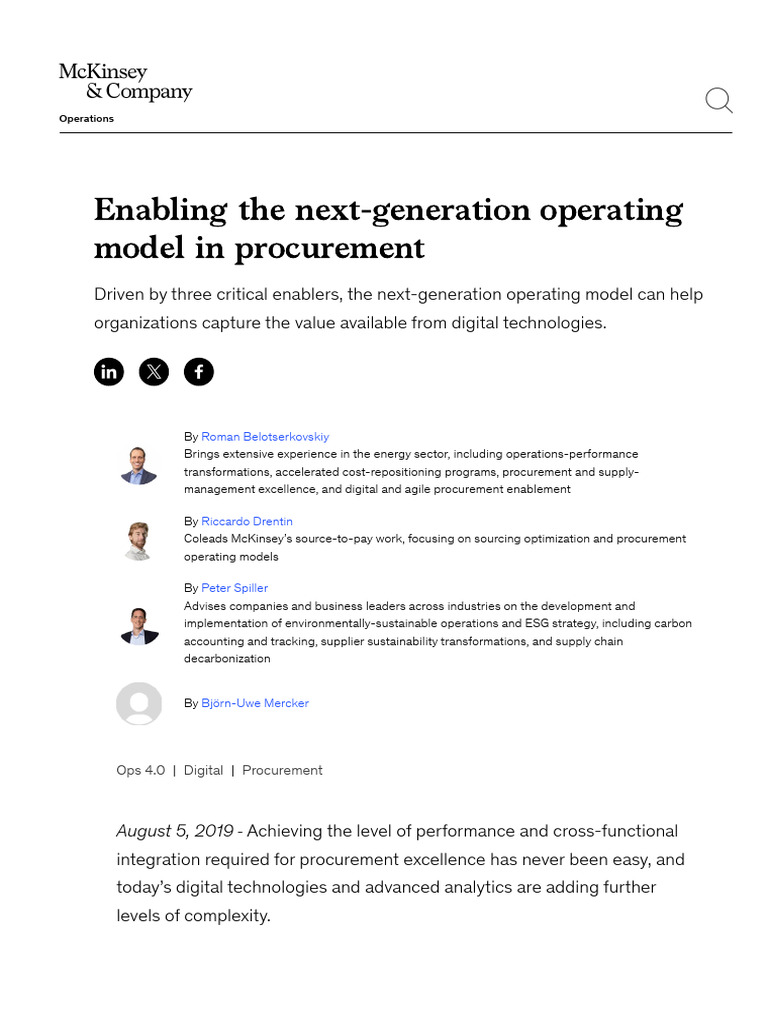 McKinsey - Enabling The Next-Generation Operating Model in Procurement ...