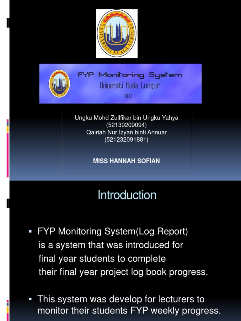 Slide Fyp Monitoring System 1 | PDF | Lecturer | Internet
