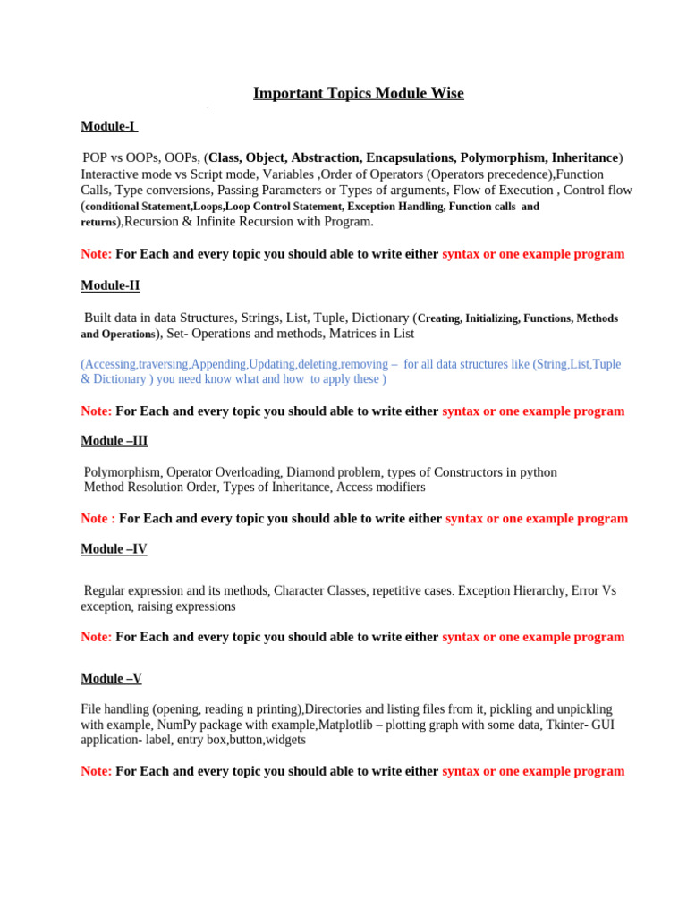 Python Programming Topics Overview | PDF