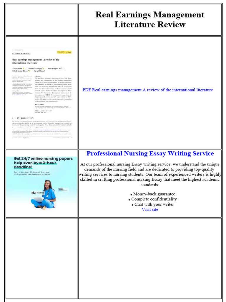 Real Earnings Management Literature Review | PDF | Audit | Accounting