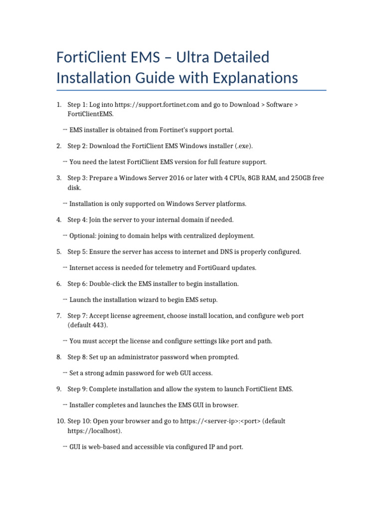 FortiClient EMS Ultra Detailed Installation Explained | PDF | Group Policy | Computer Networking