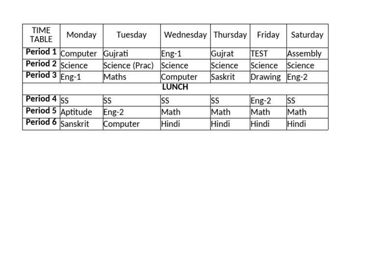 School Timetable for Grade 3 | PDF