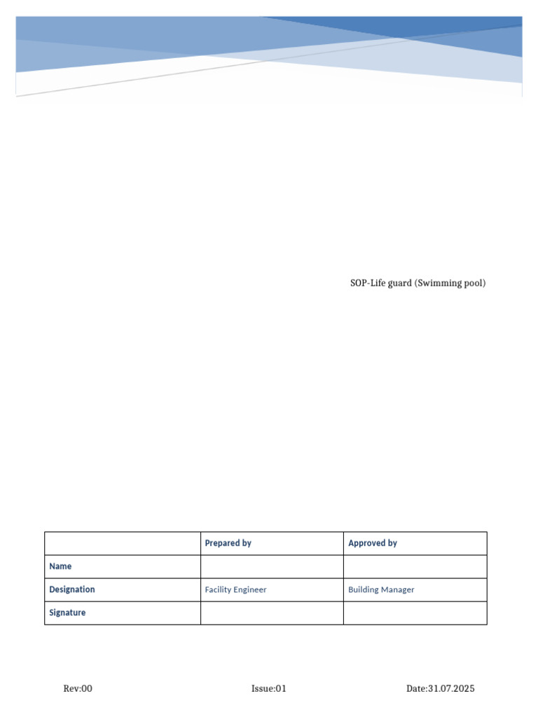 SOP Lifeguard Duty DM Standard | PDF | Safety