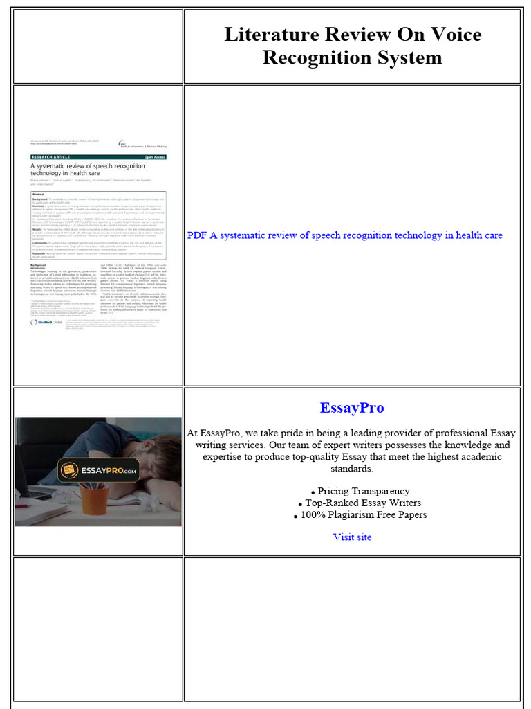Literature Review On Voice Recognition System | PDF | Speech ...