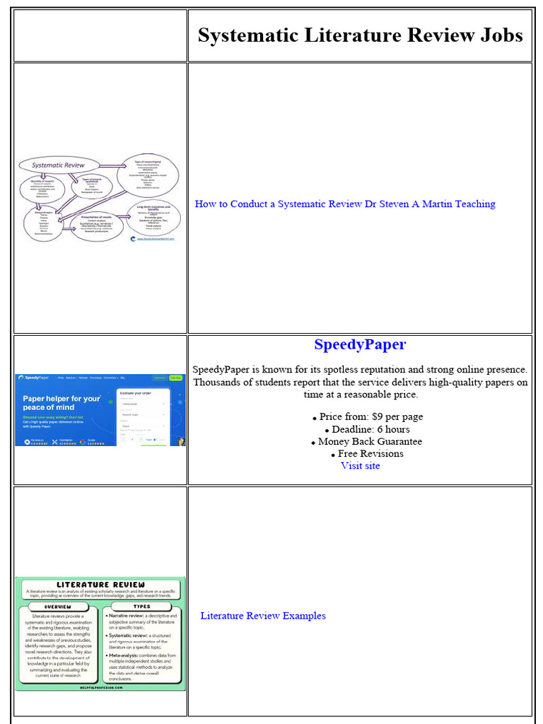 Systematic Literature Review Jobs | PDF | Systematic Review | Meta Analysis