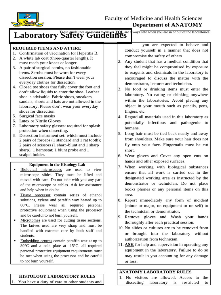 Histopathology Lab Safety Guidelines | PDF | Histology