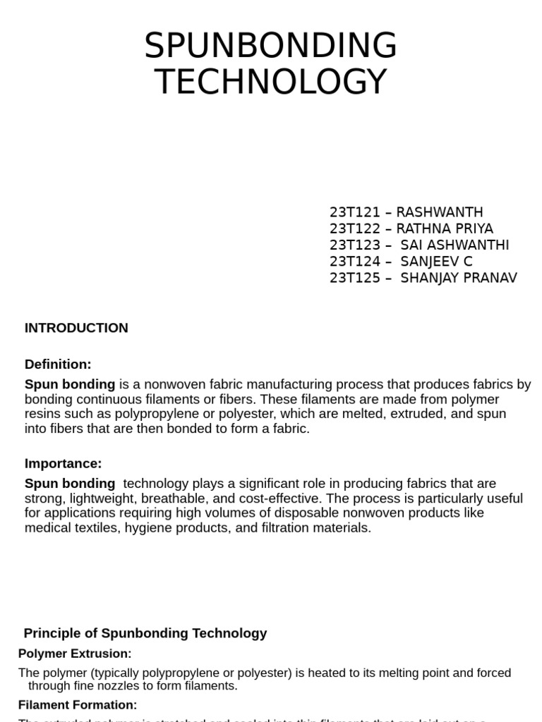 Spunbonding Technology | PDF | Nonwoven Fabric | Textiles