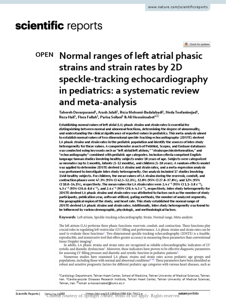 Normal Ranges of Left Atrial Phasic Strains and ST | PDF ...