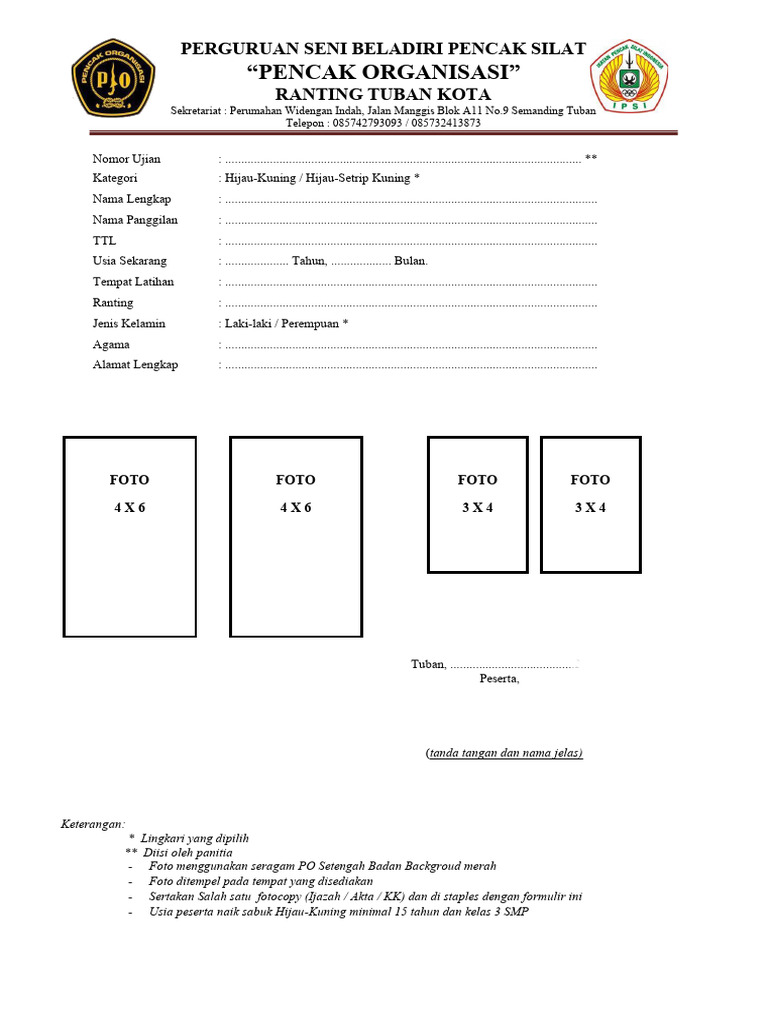 Form Sabuk Kuning | PDF