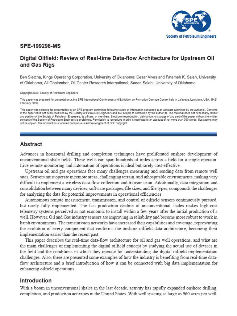 Review of Real-Time Data-Flow Architecture For Upstream Oil and Gas ...