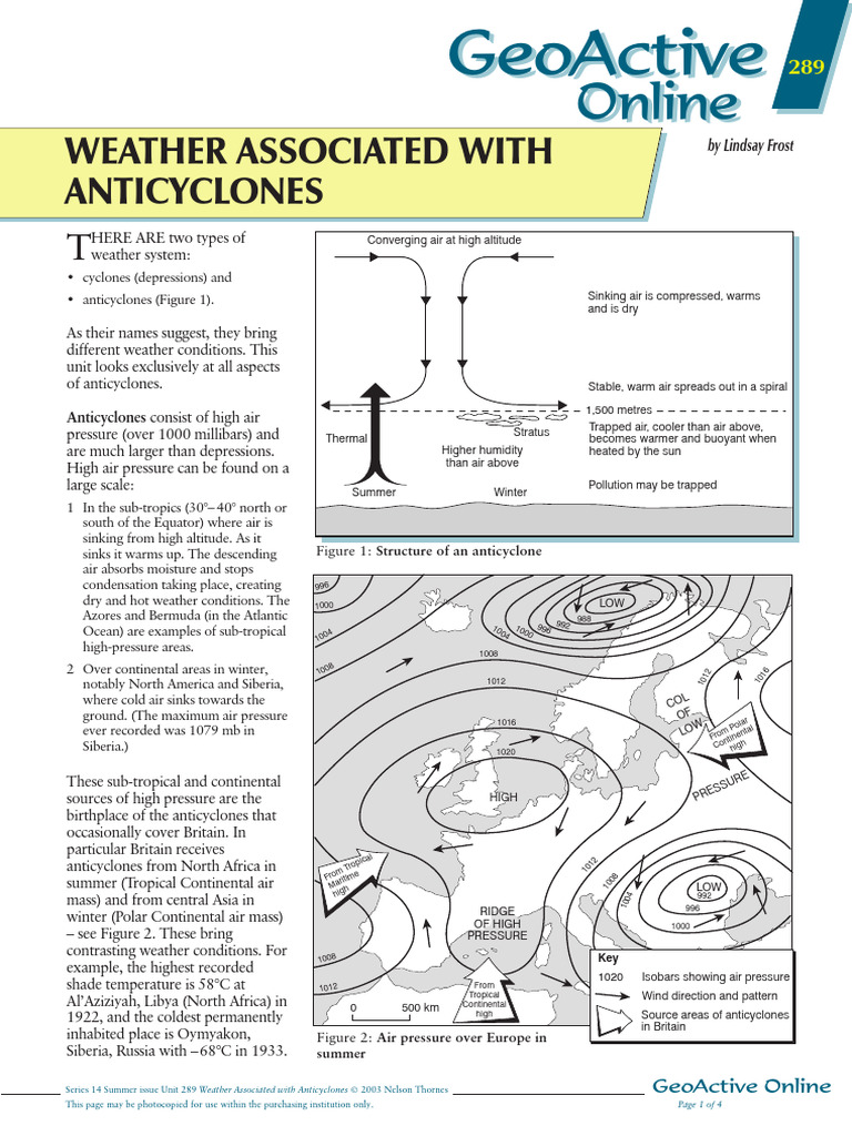 Understanding Anticyclones and Weather | PDF | Precipitation | Weather