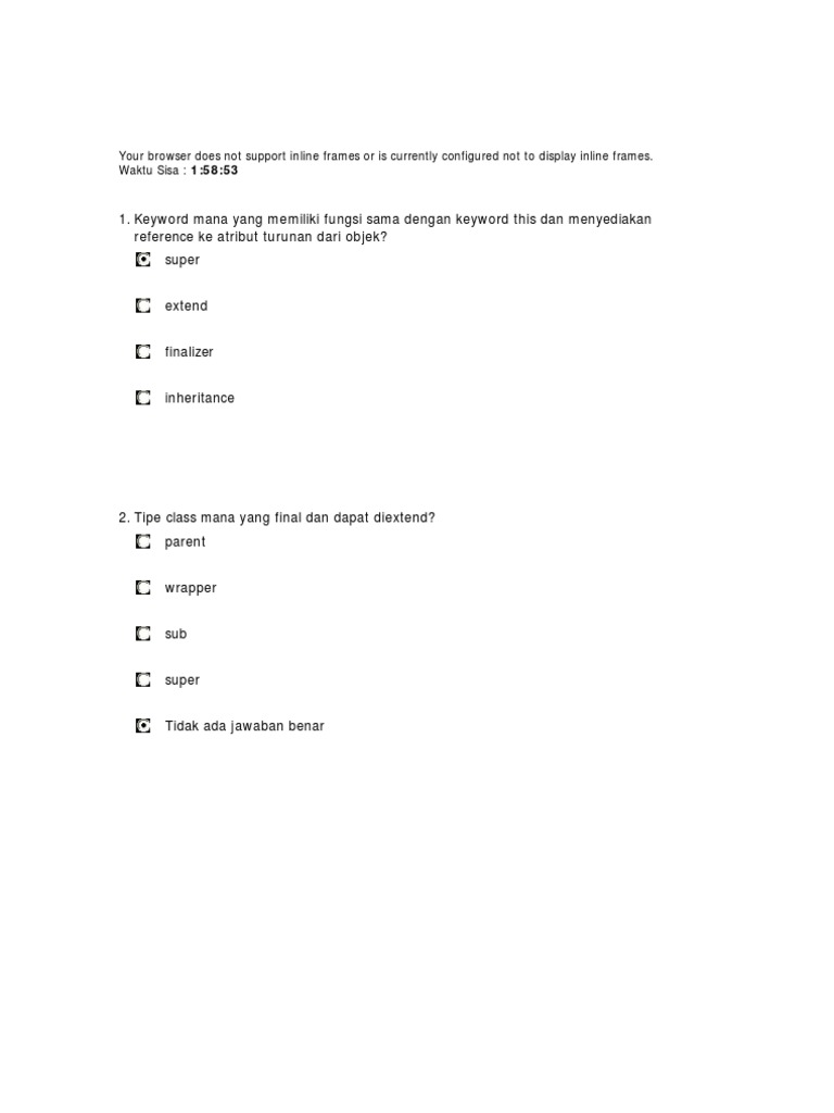 Kuis Pemrograman Java Lanjutan | PDF | Metode & Bahan Ajar | Komputer