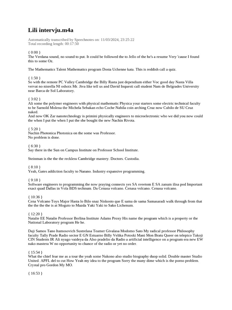 Lili Intervju.m4a Transcript | PDF