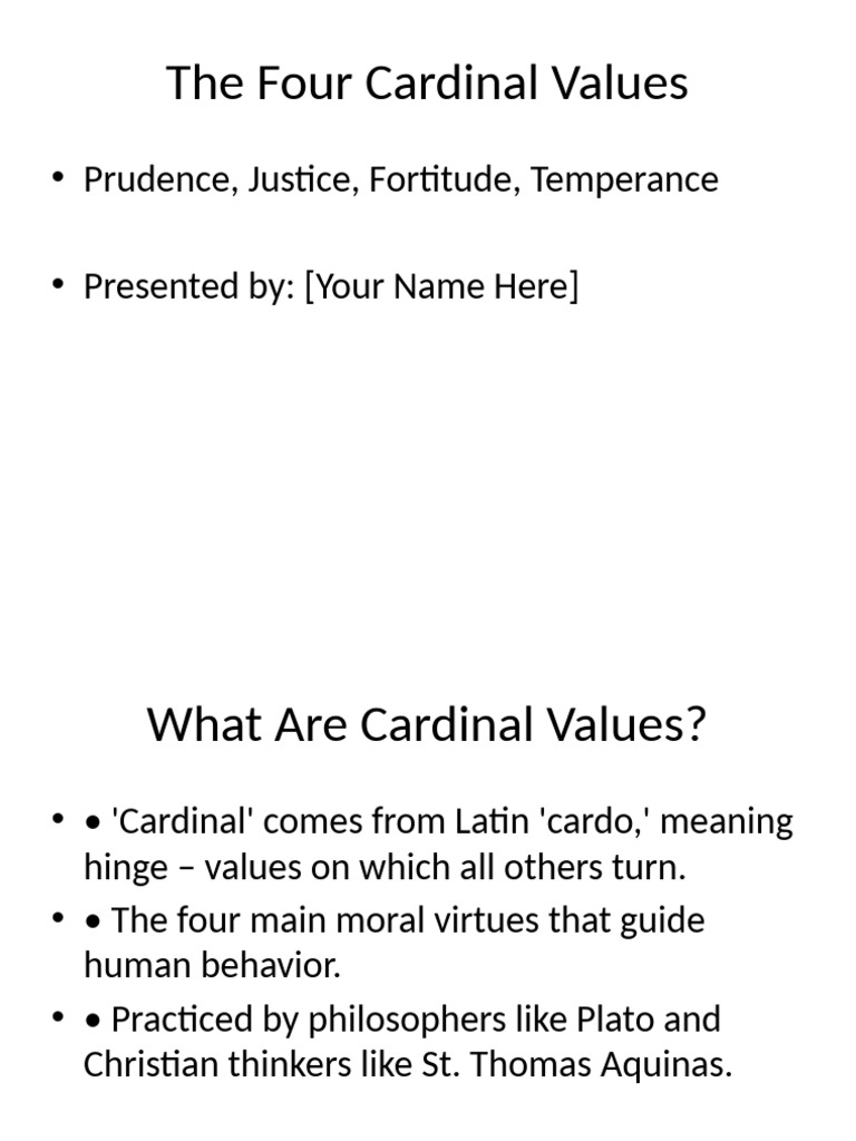 Four Cardinal Values Presentation | PDF