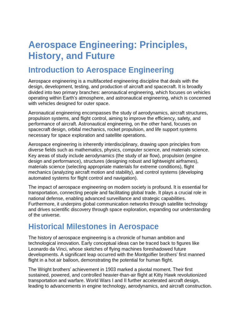 Aerospace Engineering | PDF | Unmanned Aerial Vehicle | Spacecraft Propulsion