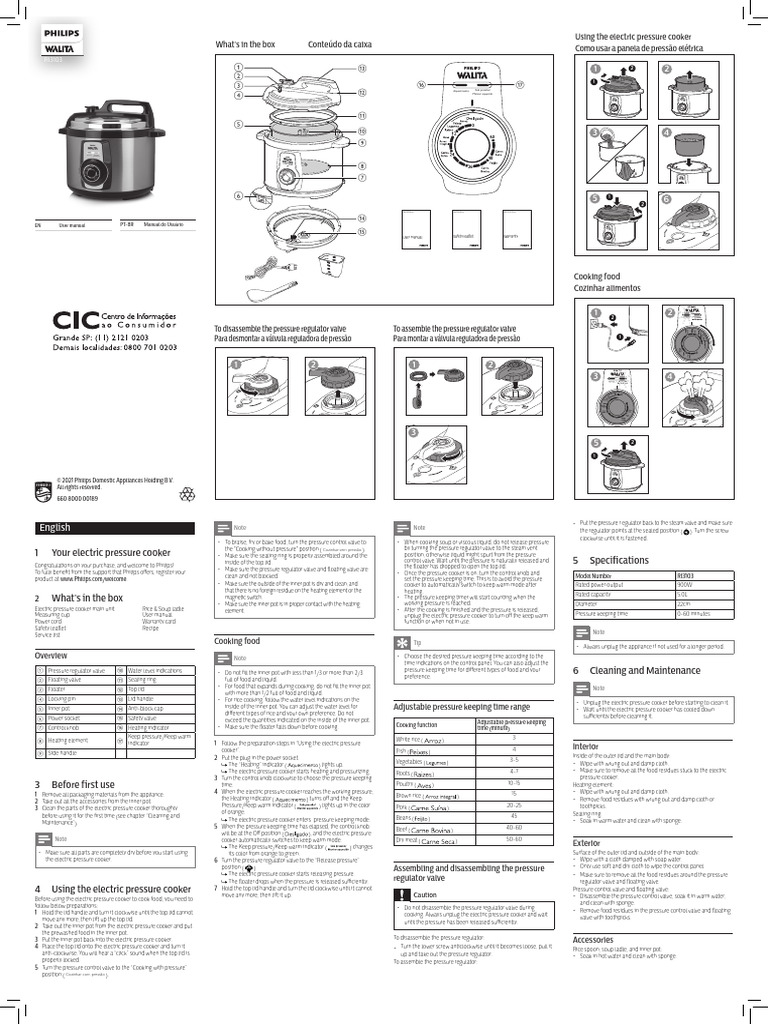 English: 1 Your Electric Pressure Cooker 5 Specifications | PDF ...