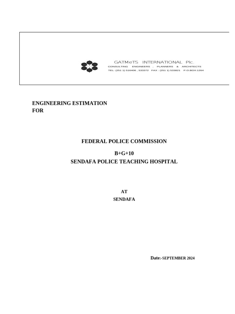 Engineering Cost Estimate for Sendafa Hospital | PDF | Concrete | Beam ...