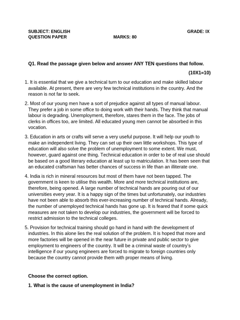 IX English QuestionPaper | PDF | Artificial Intelligence | Intelligence (AI) & Semantics