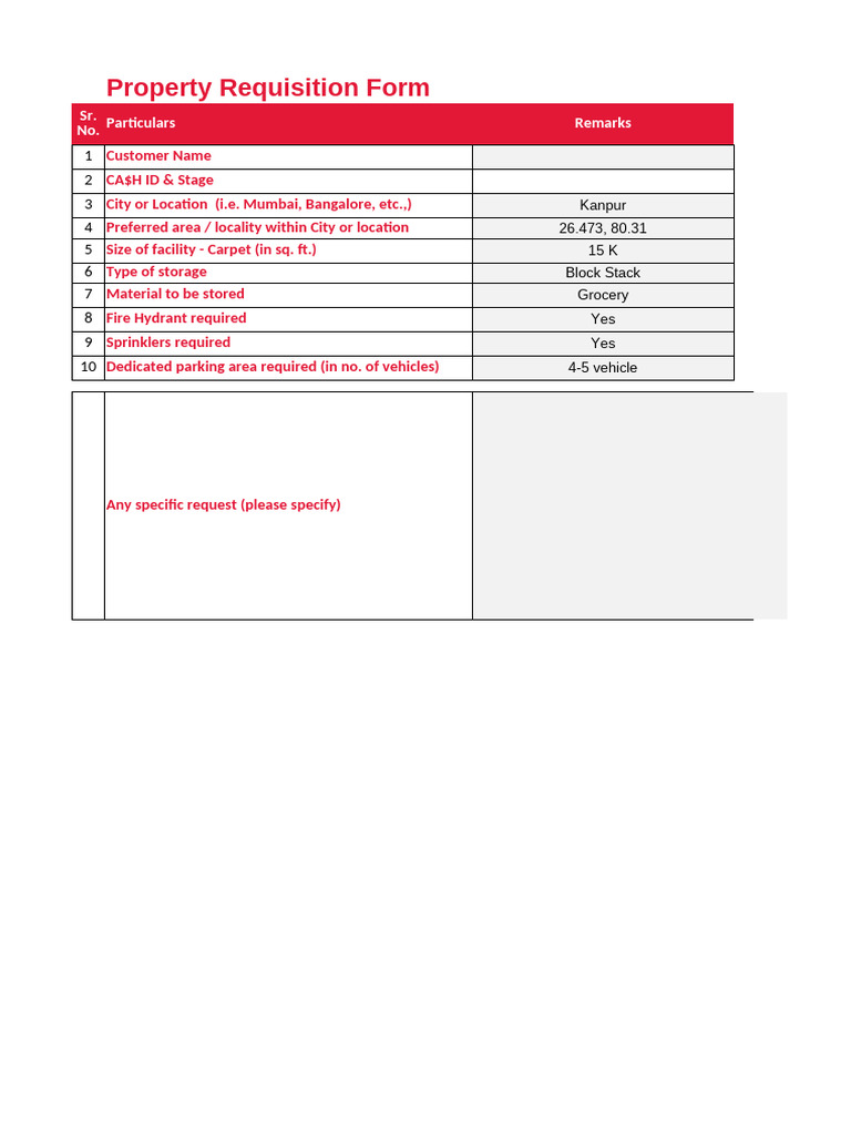 Property Requisition Form - Version 1.1 Kanpur | PDF