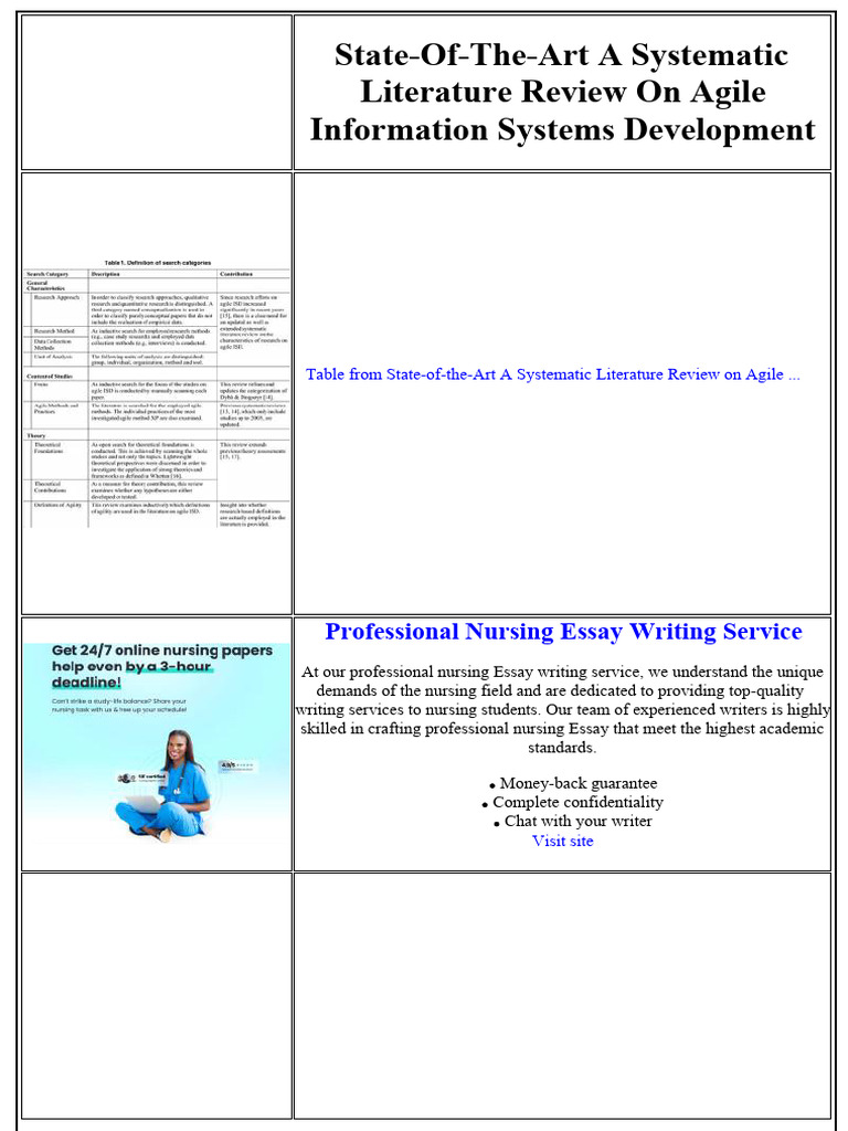 State-Of-The-Art A Systematic Literature Review On Agile Information Systems Development | PDF ...