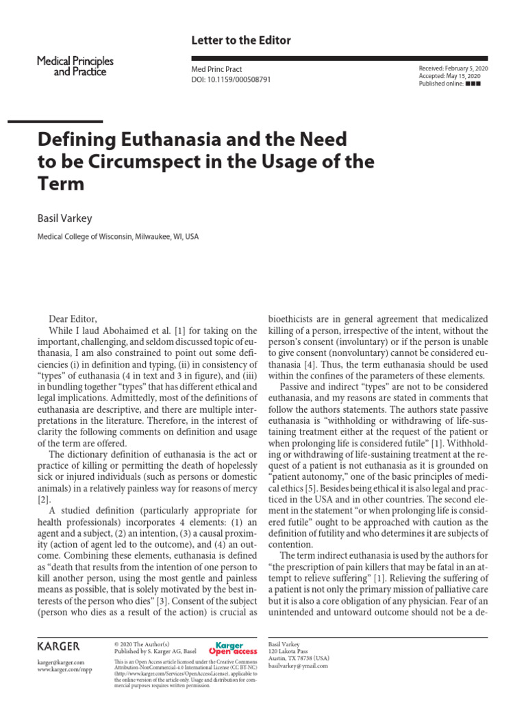 Euthanasia: Defining and Clarifying Terms | PDF | Social Ethics | Bioethics