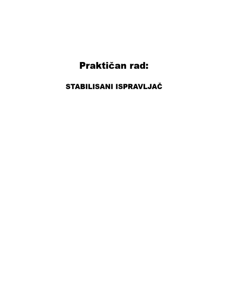 Stabilisani Ispravljac - Izvjestaj | PDF