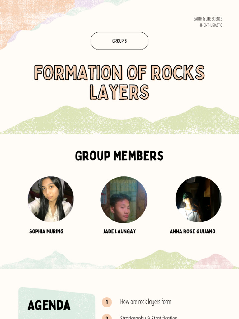 Formation of Rocks Layer Group 6 | PDF | Stratigraphy | Rock (Geology)