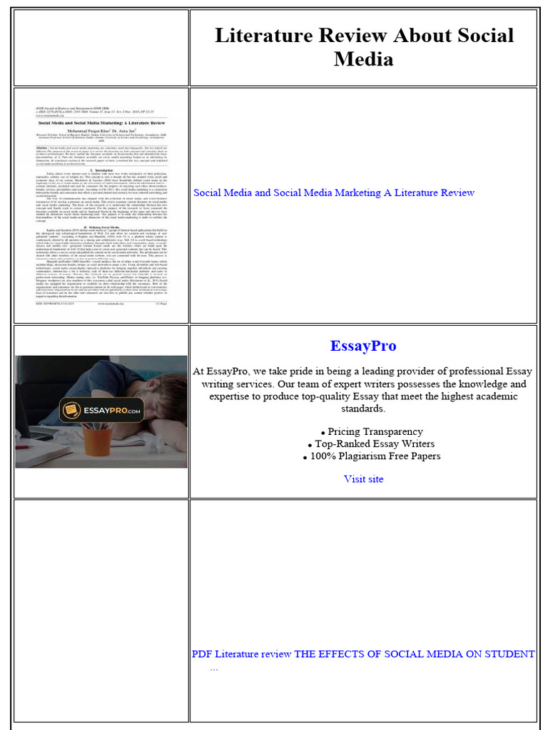 Literature Review About Social Media | PDF | Popular Culture & Media ...