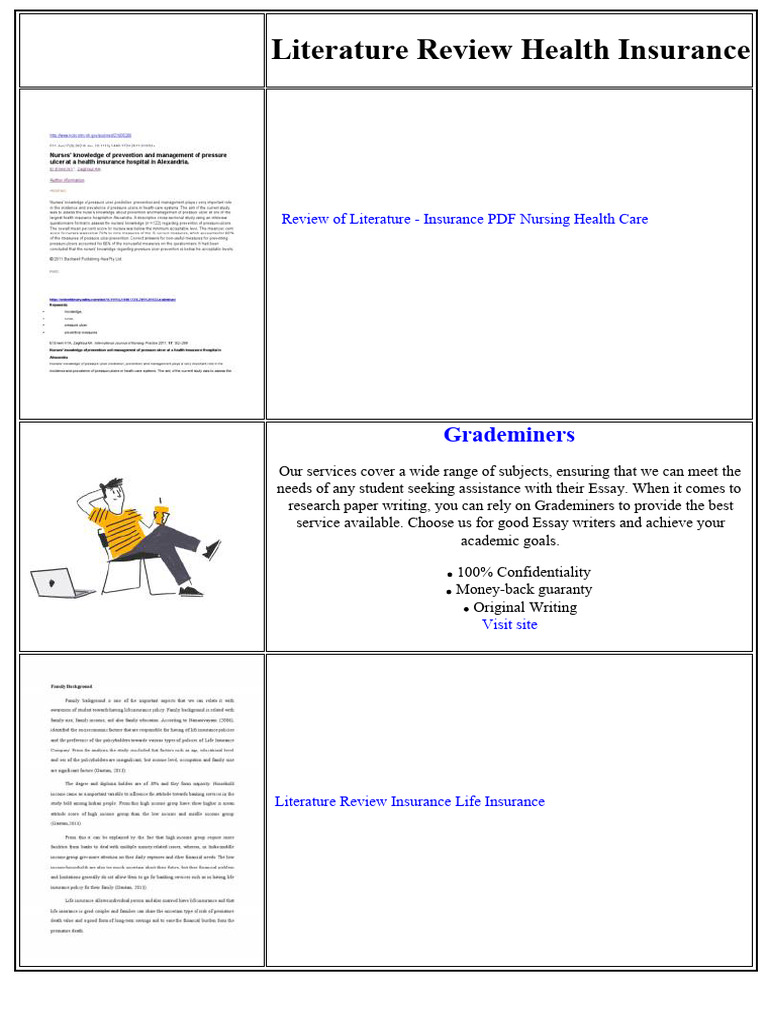 Literature Review Health Insurance | PDF | Essays | Systematic Review