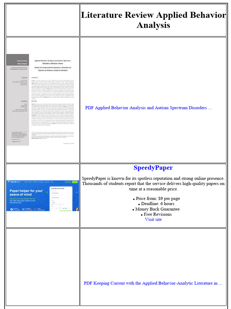 Literature Review Applied Behavior Analysis | PDF | Teachers | Behaviorism