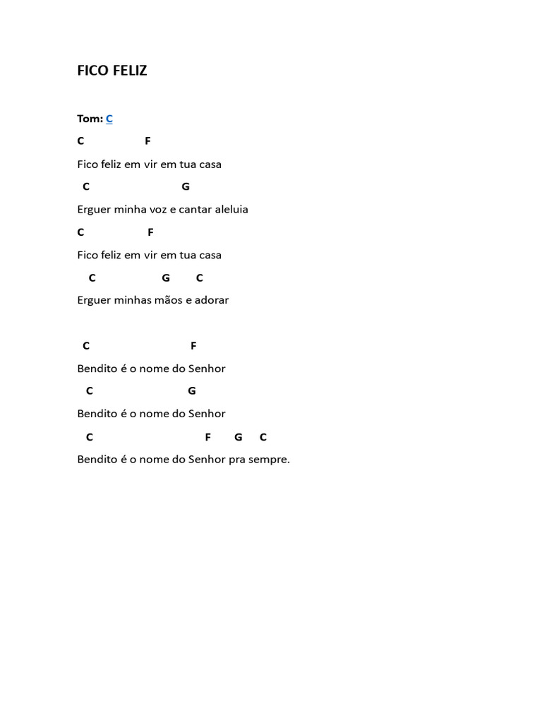 Letra da Música "Fico Feliz" | PDF