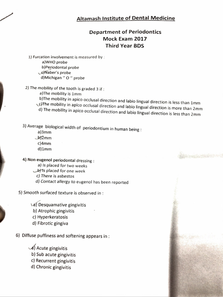 Perio Oral Med AIDM Mock 2017 | PDF