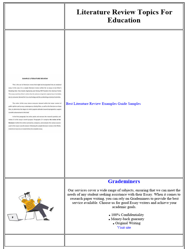 Literature Review Topics For Education | PDF | Essays | Literature Review