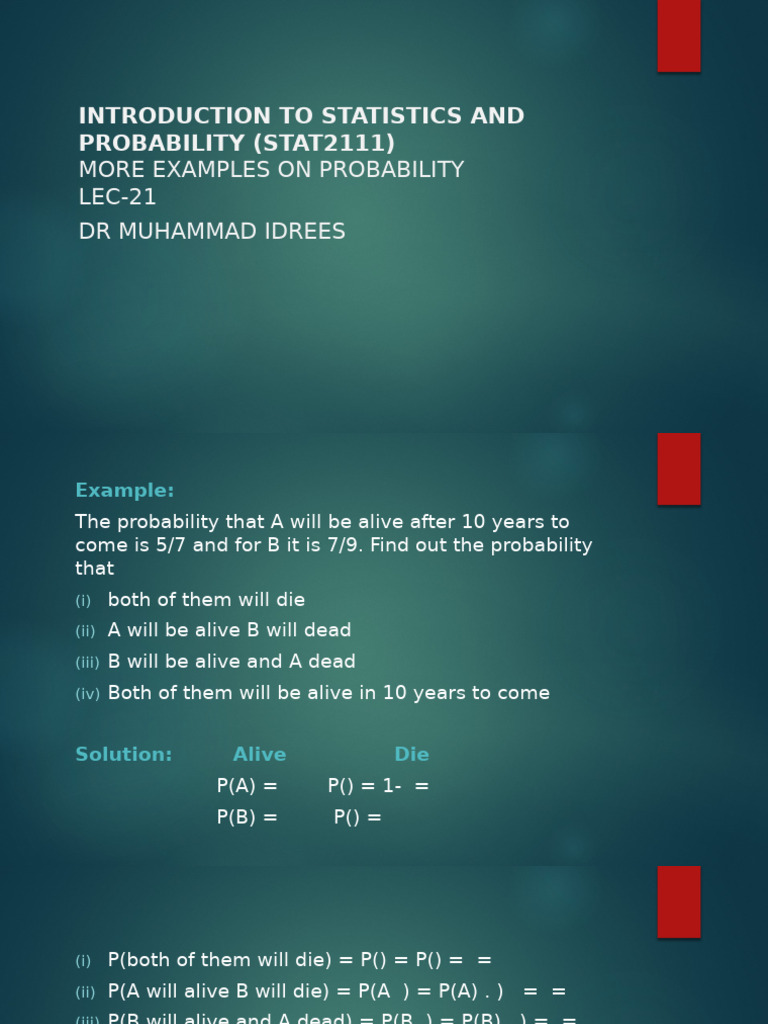 Lec-21 Examples of Probability | PDF | Probability Theory | Probability
