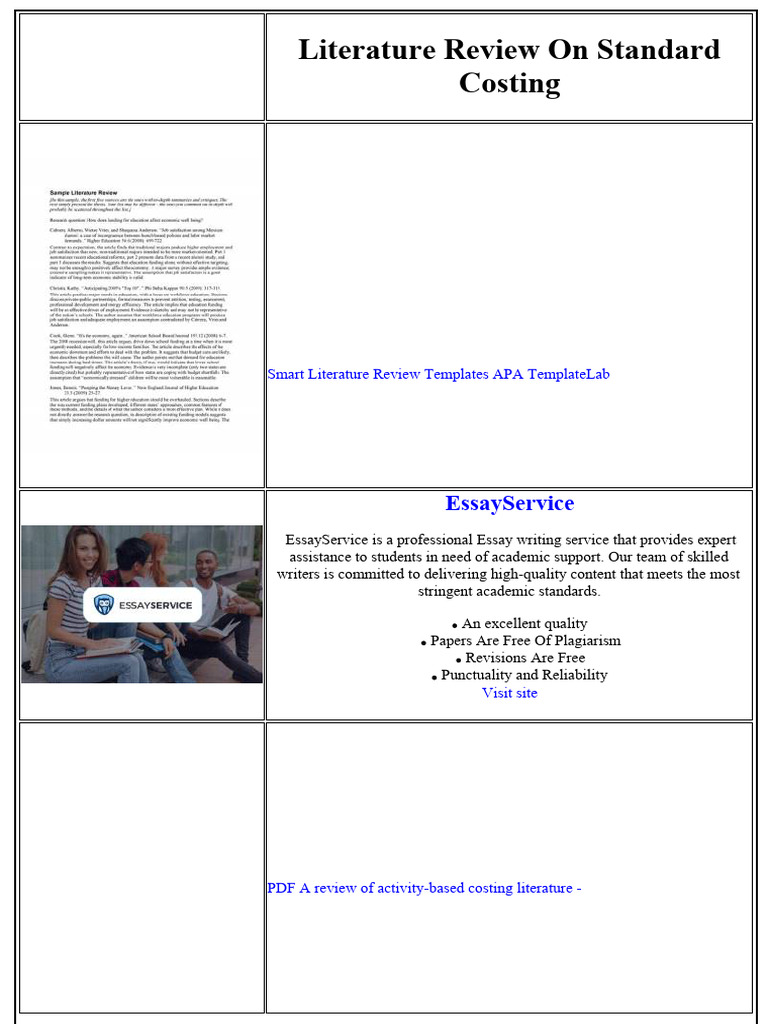 Literature Review On Standard Costing | PDF | Cost Accounting | Essays