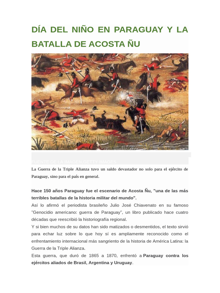 Acosta Ñu: Niños en la batalla histórica | PDF