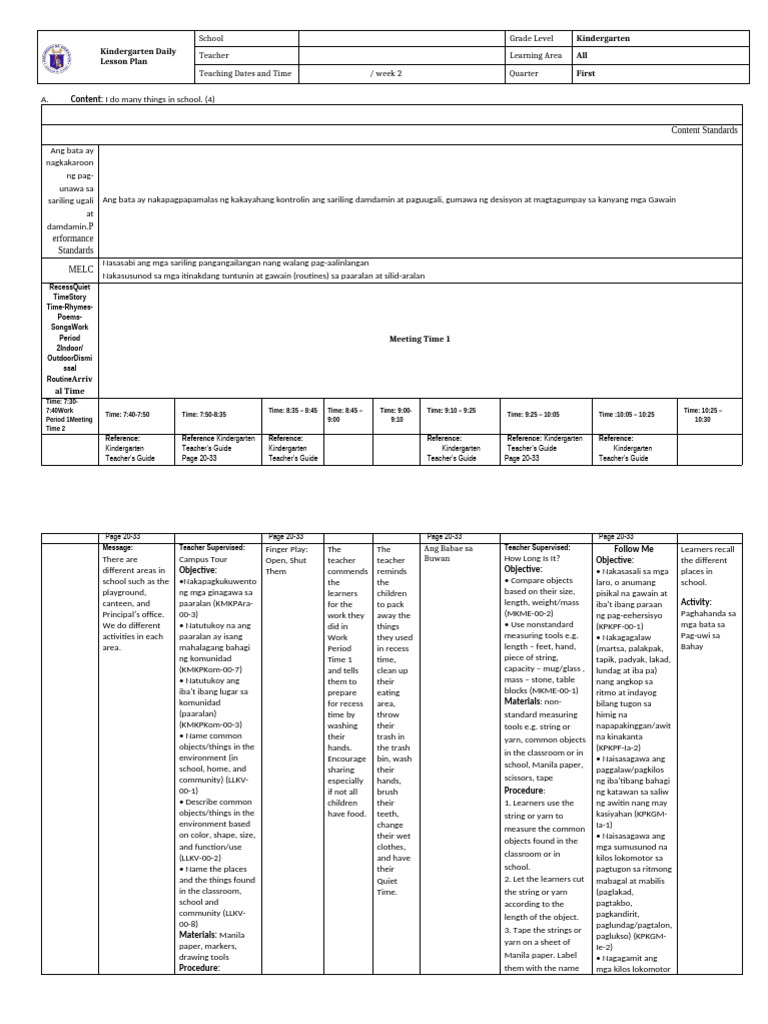 Kinder-New-DLL Week2 - Day4 | PDF