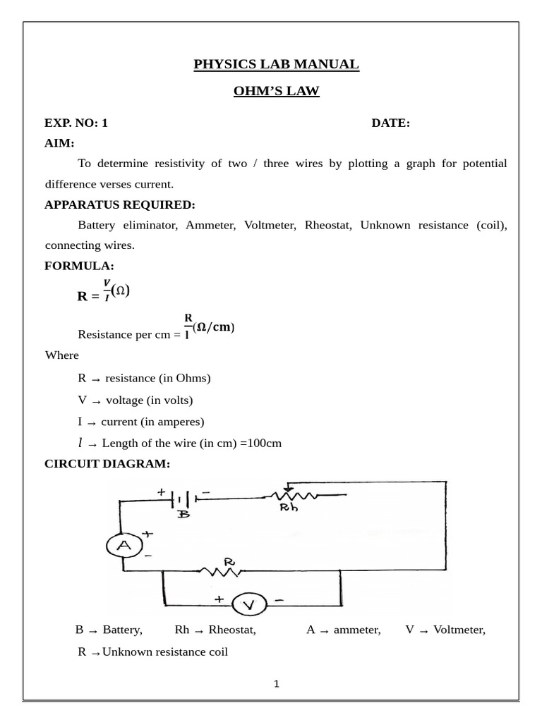 Class 12 Cbse Ncert PHYSICS Lab Manual. | PDF | Electricity ...