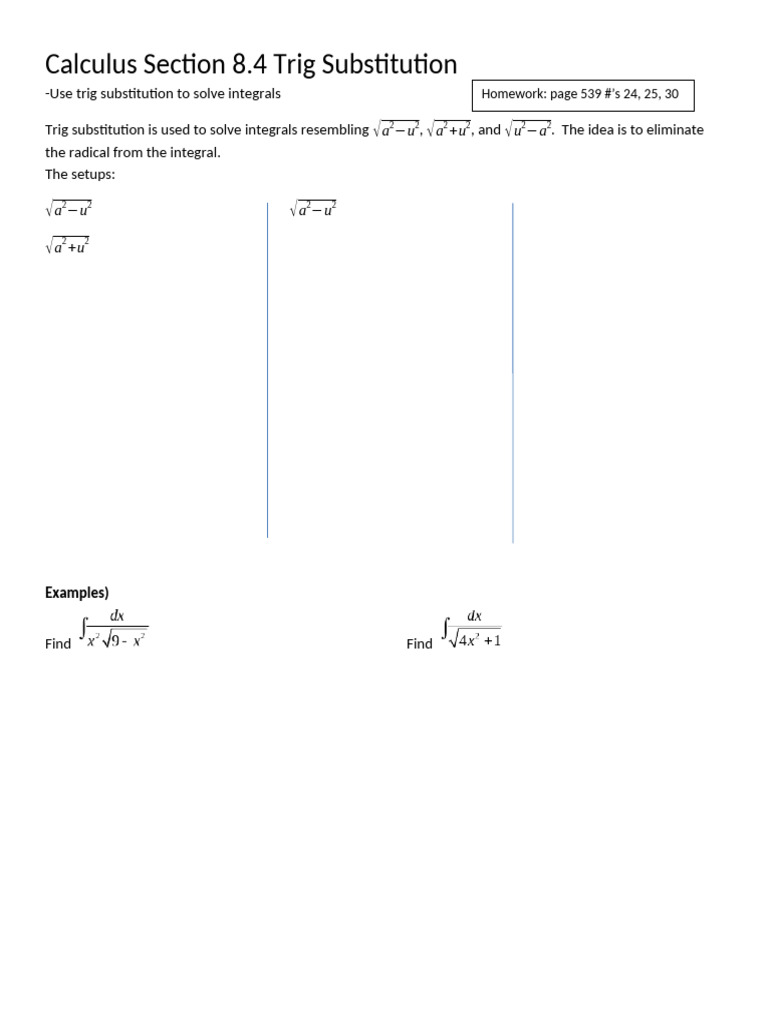 8.4 Trig Substitution | PDF