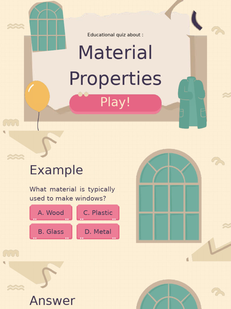 Material Properties Quiz Presentation in Beige Illustrative Style | PDF