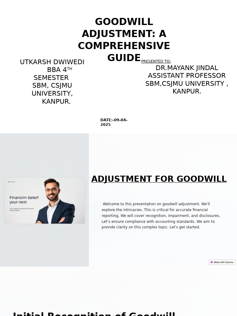 Goodwill Adjustment: A Comprehensive Guide | PDF | Goodwill (Accounting ...