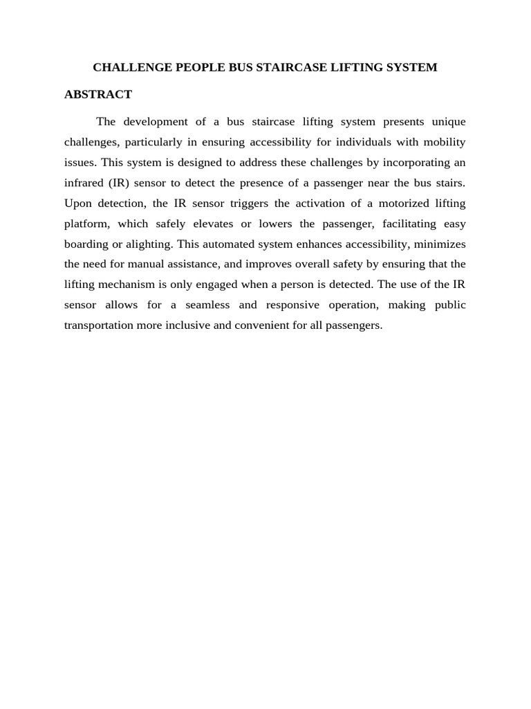 Bus Staircase Lifting System Design | PDF