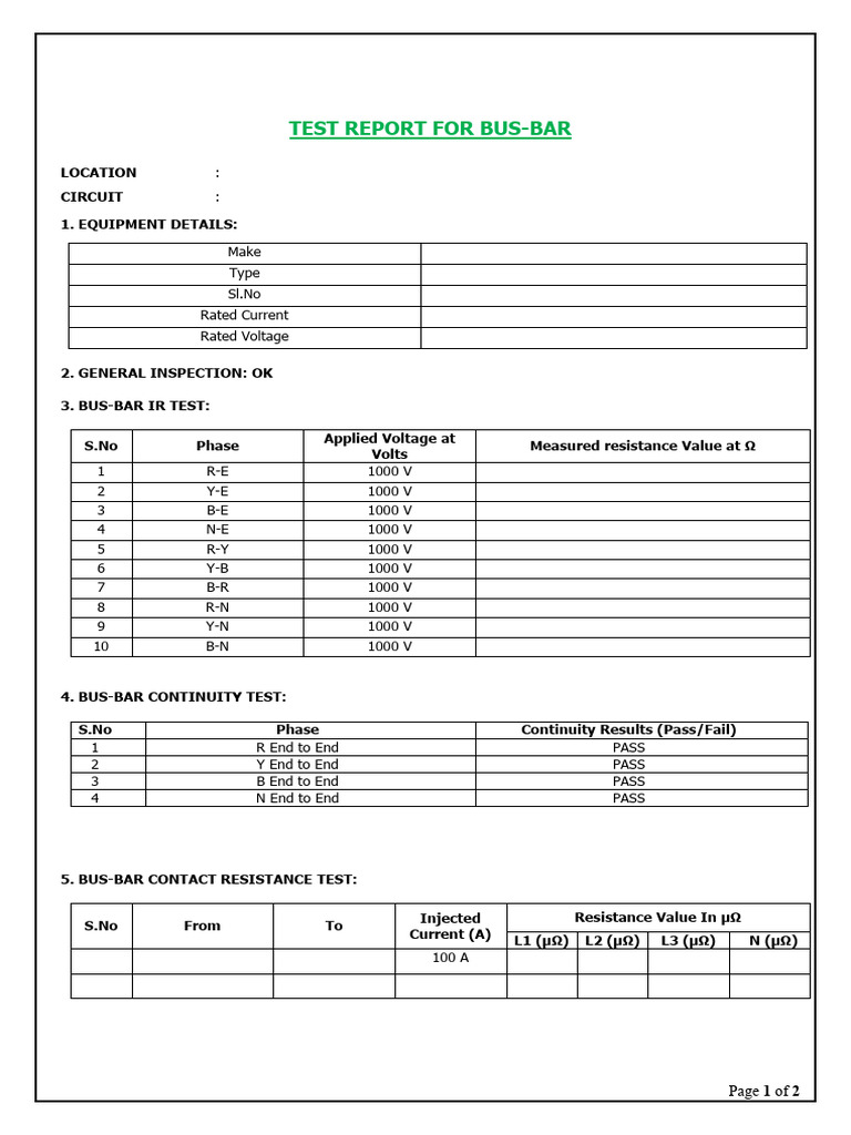 Bus-Bar Hipot Test Report | PDF | Voltage | Electricity