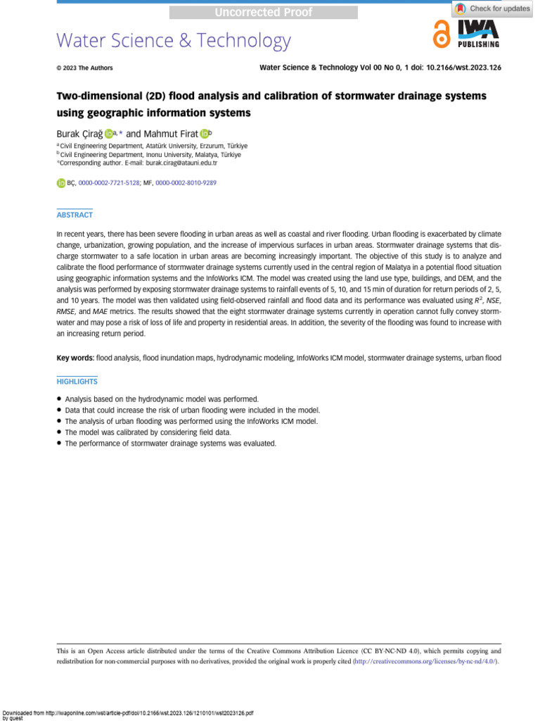 2D Flood Analysis of Urban Drainage Systems | PDF | Flood | Surface Runoff