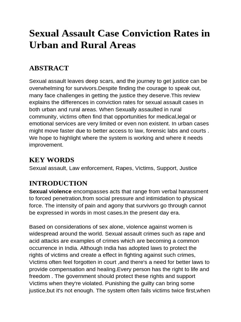Sexual Assault Case Conviction Rates in Urban Areas and Rural Areas ...