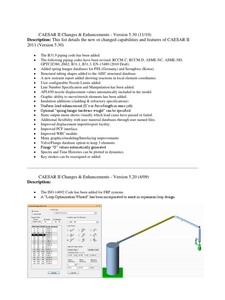 CAESAR II Changes From The First Version Untill 5.30 (2011) | PDF ...